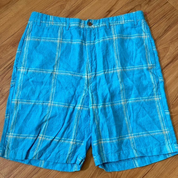 Caribbean Joe | Shorts | Caribbean Joe Blue Plain Linen Shorts Size 36 ...